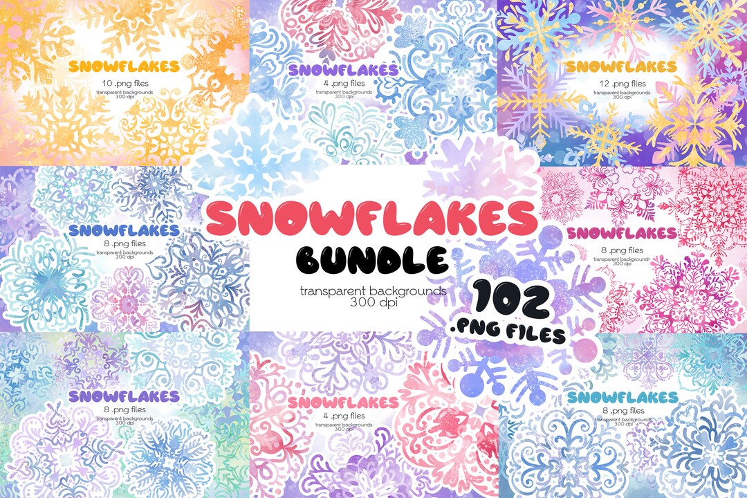 Watercolor Snowflake Clipart / Christmas Holidays / Winter Snowy ...