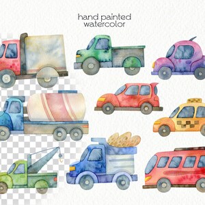 Watercolor Transport Clipart / Cartoon Cars / Nursery Art /digital PNG ...