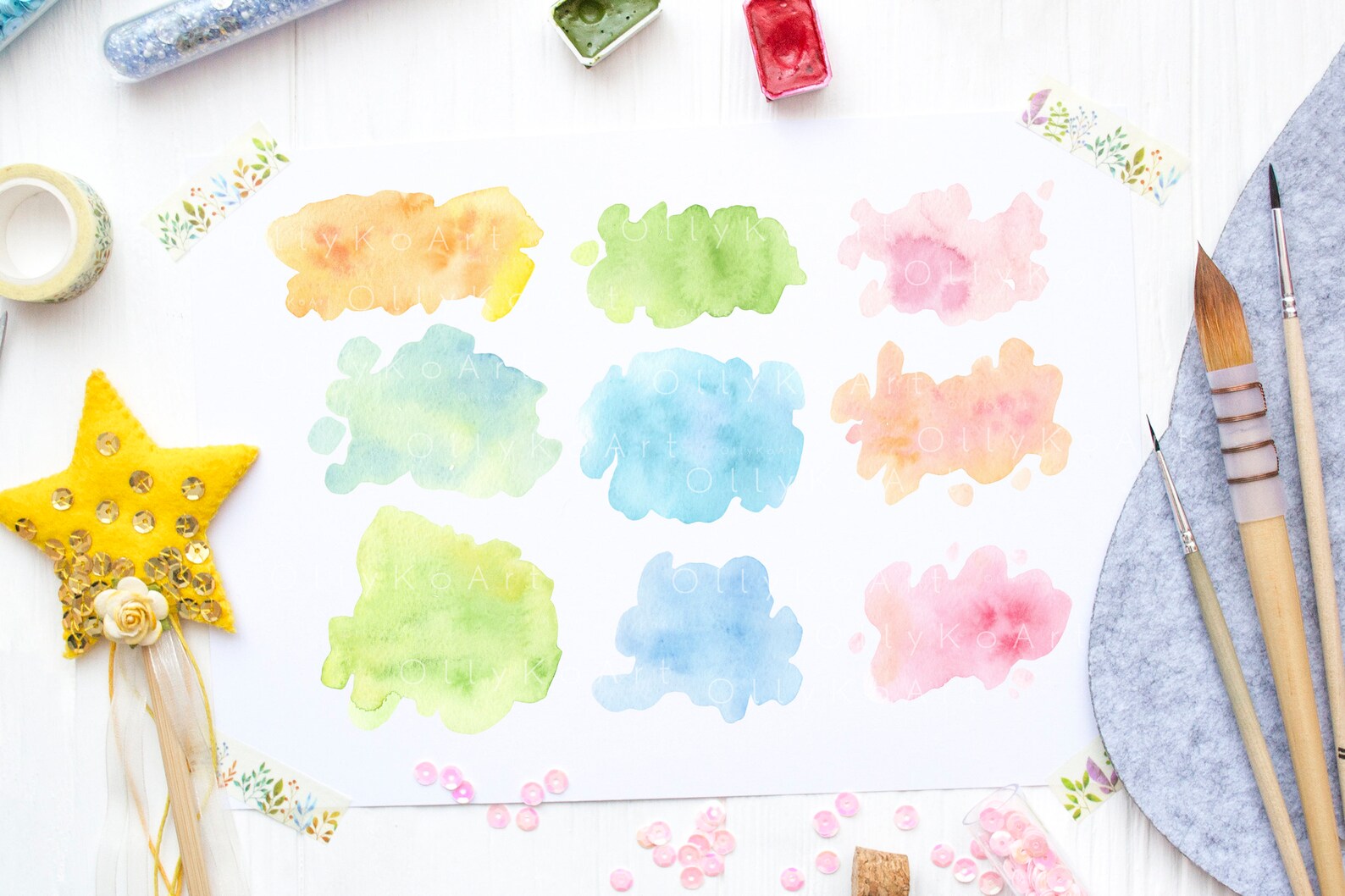 Watercolor Spots Clipart / Splashes and Splotches / Textures / Blobs ...