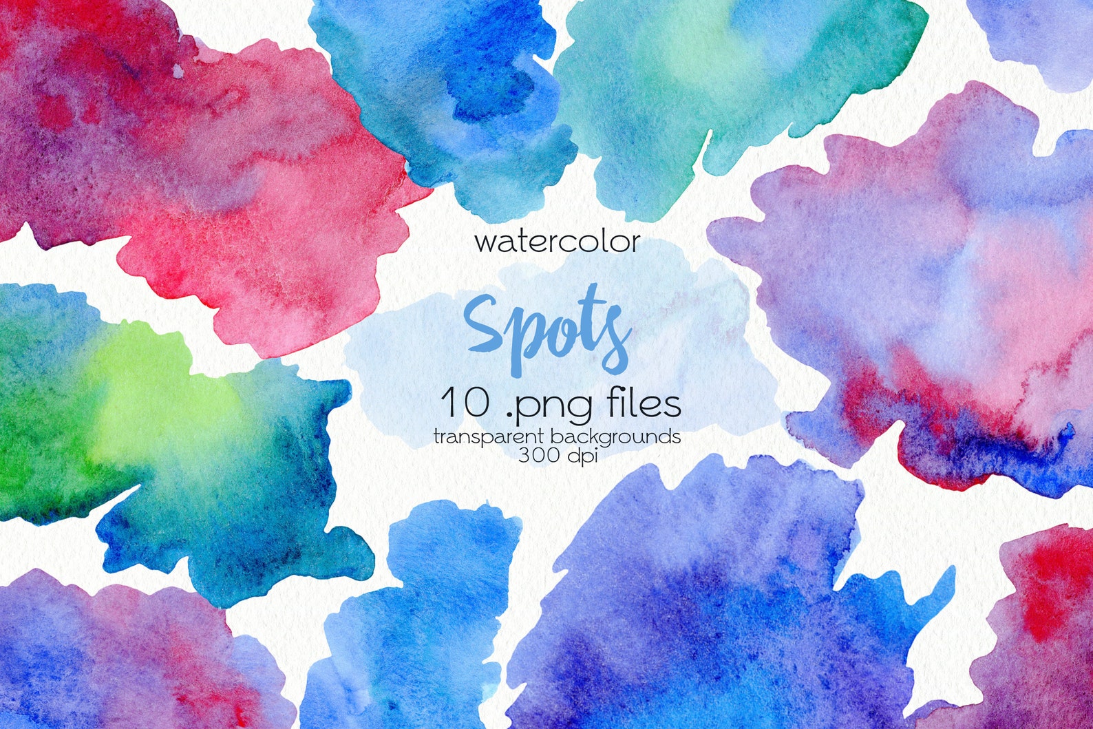 Watercolor Spots Clipart / Splashes and Splotches / Textures / Blobs ...