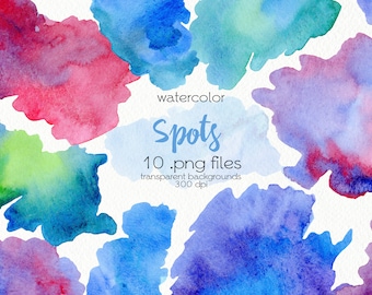 Watercolor Spots Clipart / Splashes and Splotches / Textures / | Etsy