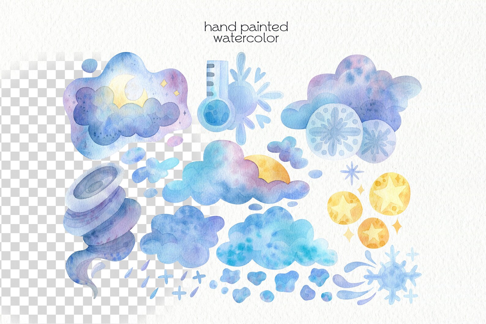 Watercolor Weather Clipart / Synoptic / Winter Weather Snow | Etsy