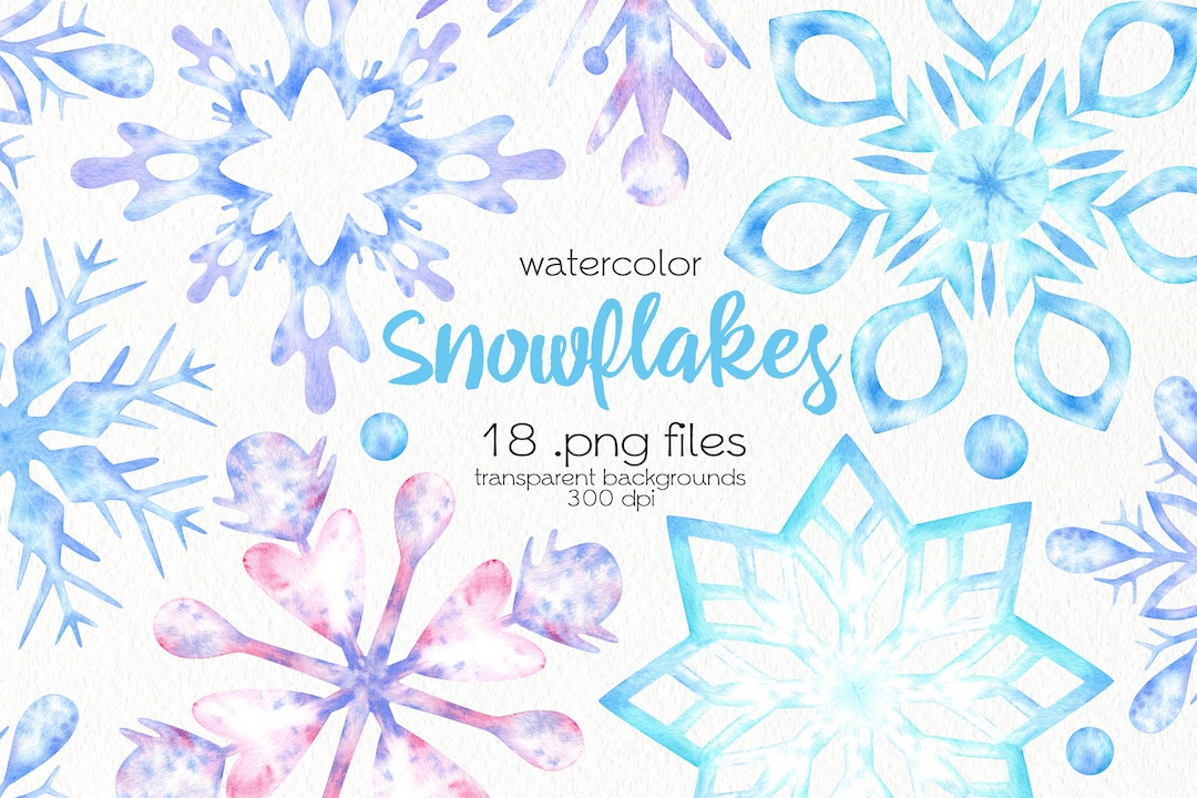 Watercolor Snowflake Clipart / Christmas Holidays / Winter Snowy ...