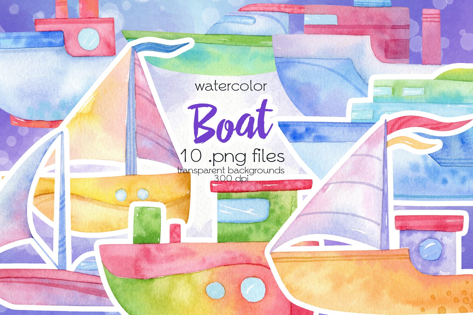 Watercolor Water Transport Clipart / Cartoon Boy Clipart / PNG Files ...