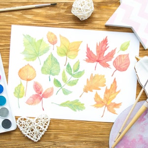 Watercolor Autumn Leaves / Fall Leaf Clipart / Hand Painted Leaves ...