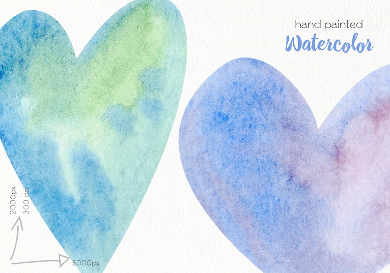 Watercolor Hearts Clipart / Hand Painted Hearts / Valentines Day ...