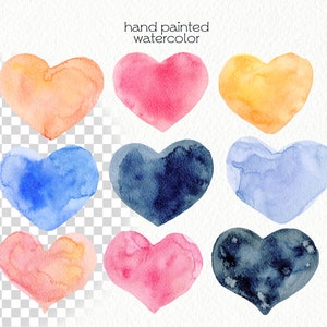 Watercolor Hearts Clipart / Valentines Day / PNG Files / Instant ...