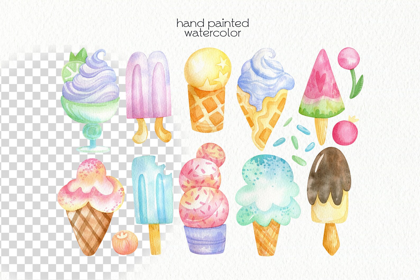 Watercolor Ice Cream Clipart / Summer Sweet Food / Digital PNG | Etsy