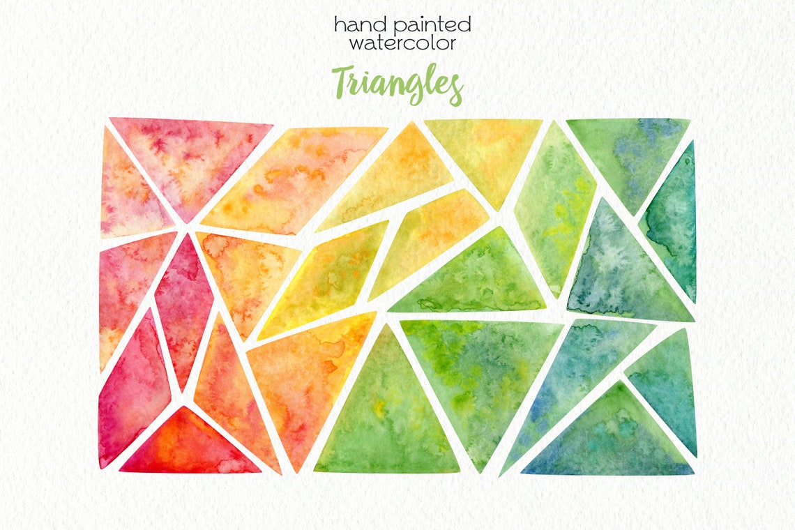 Watercolor Triangles Clipart / Geometric Figures / Printable | Etsy