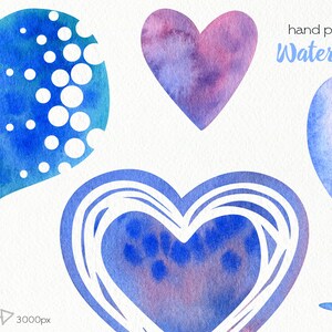 Watercolor Hearts Clipart / Valentines Day / Blue Love / PNG Files ...