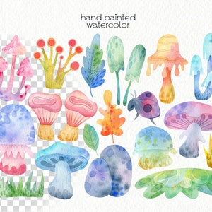 Watercolor Mushrooms Clipart / Fantasy Mushrooms / Forest Clipart / PNG ...