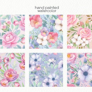 Watercolor Floral Digital Paper / Peonies Scrapbook Paper / Seamless ...