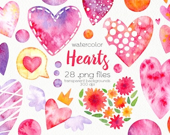 Watercolor Hearts Clipart / Valentines Day / Blue Love / PNG | Etsy