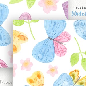 Watercolor Butterflies Digital Paper / Scrapbook Paper / Seamless ...