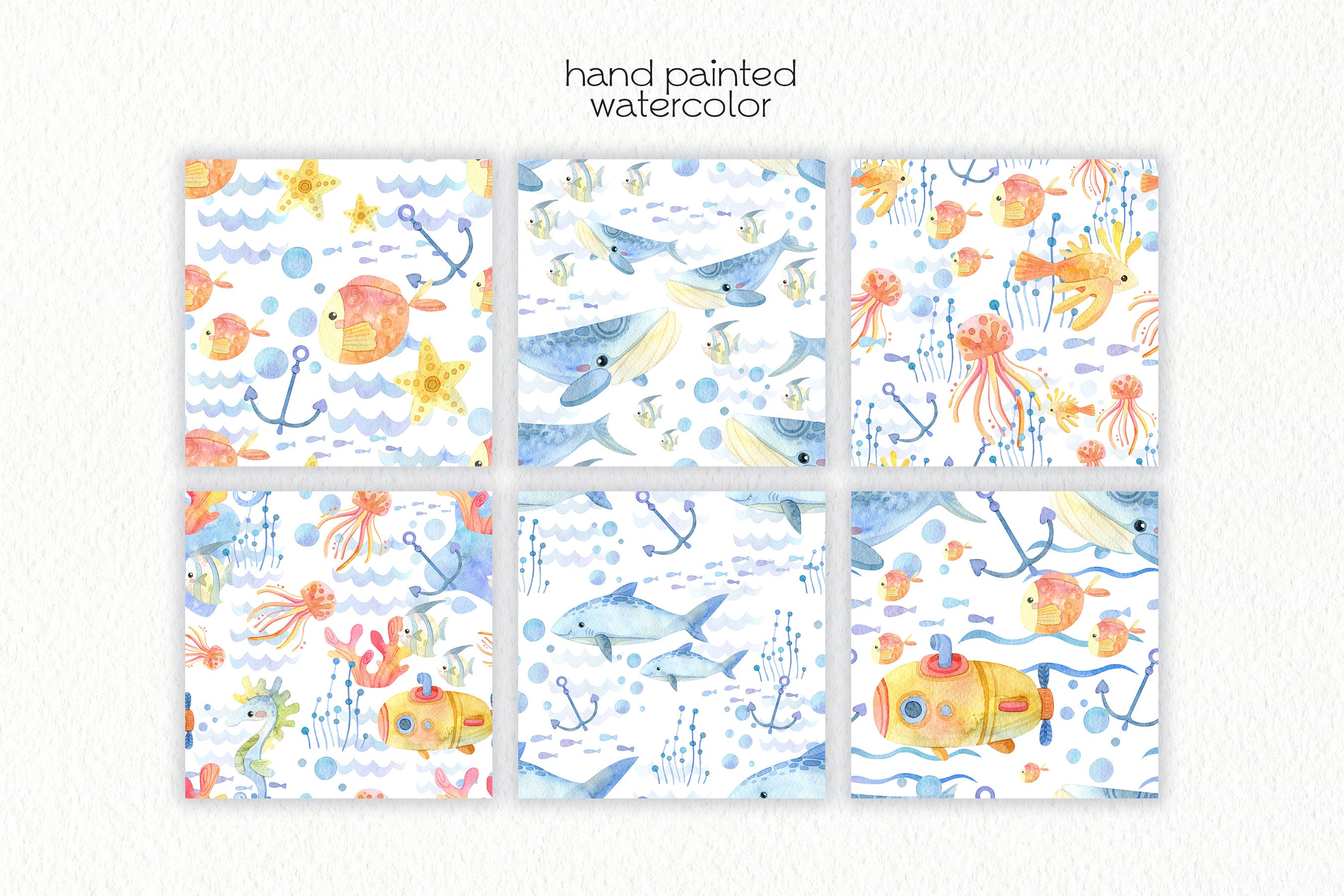 Watercolor Underwater Digital Paper / Sea Creatures Scrapbook - Etsy