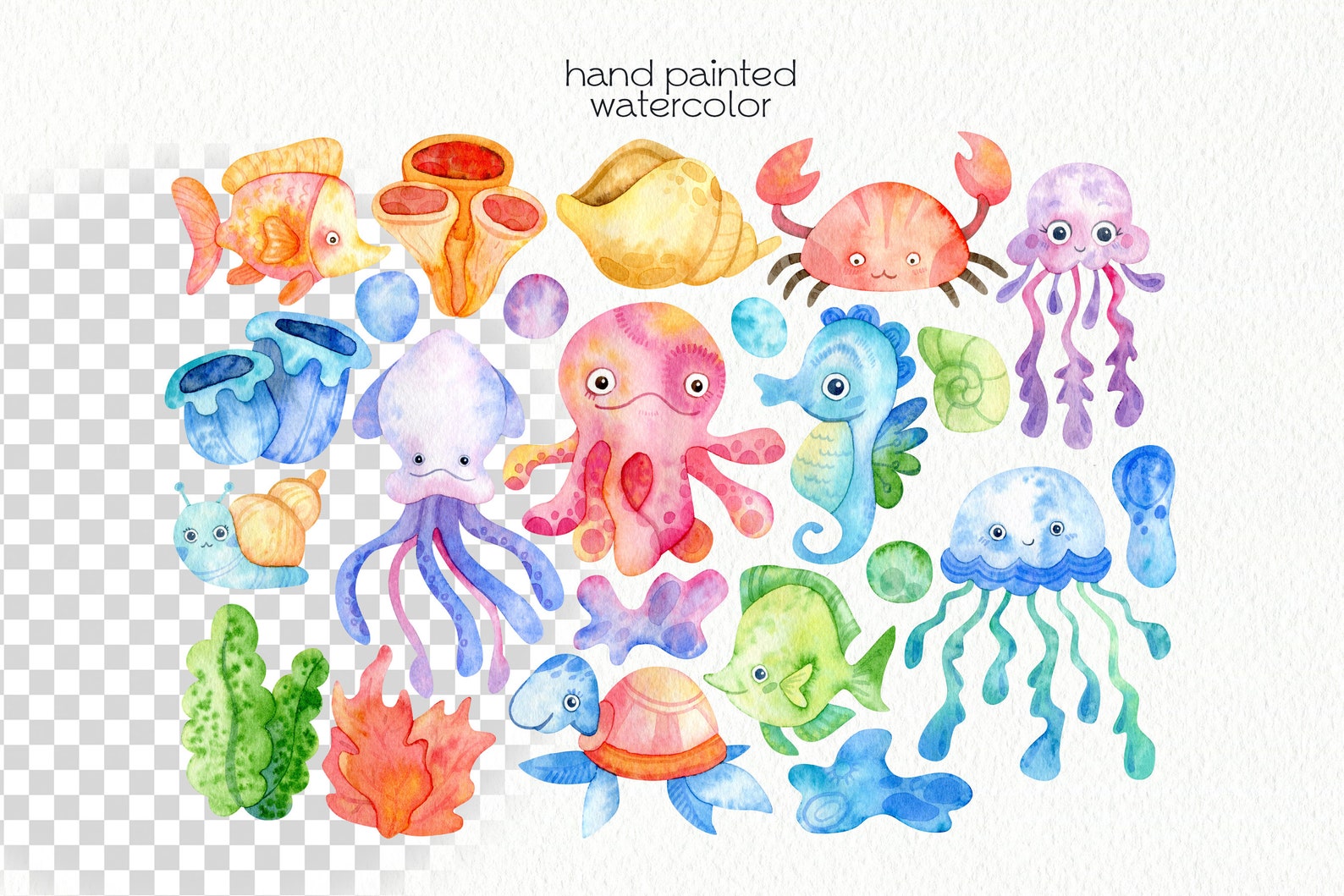 Watercolor Underwater Clipart / Sea Creatures / Jellyfish | Etsy