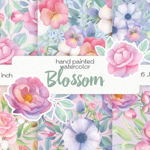 Watercolor Floral Digital Paper / Peonies Scrapbook Paper / Seamless ...