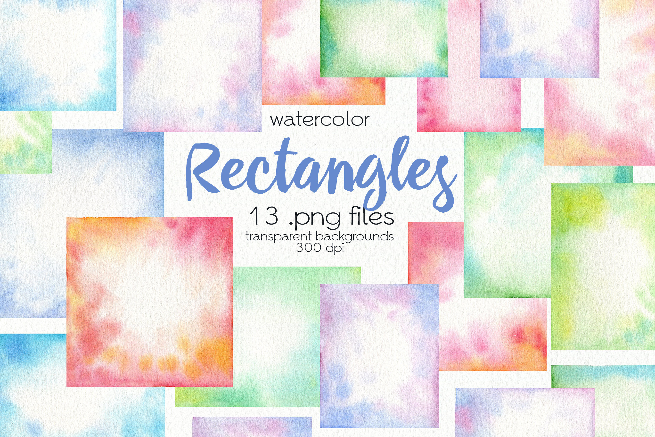 Watercolor Rectangles Clipart / Hand Painted Abstract | Etsy
