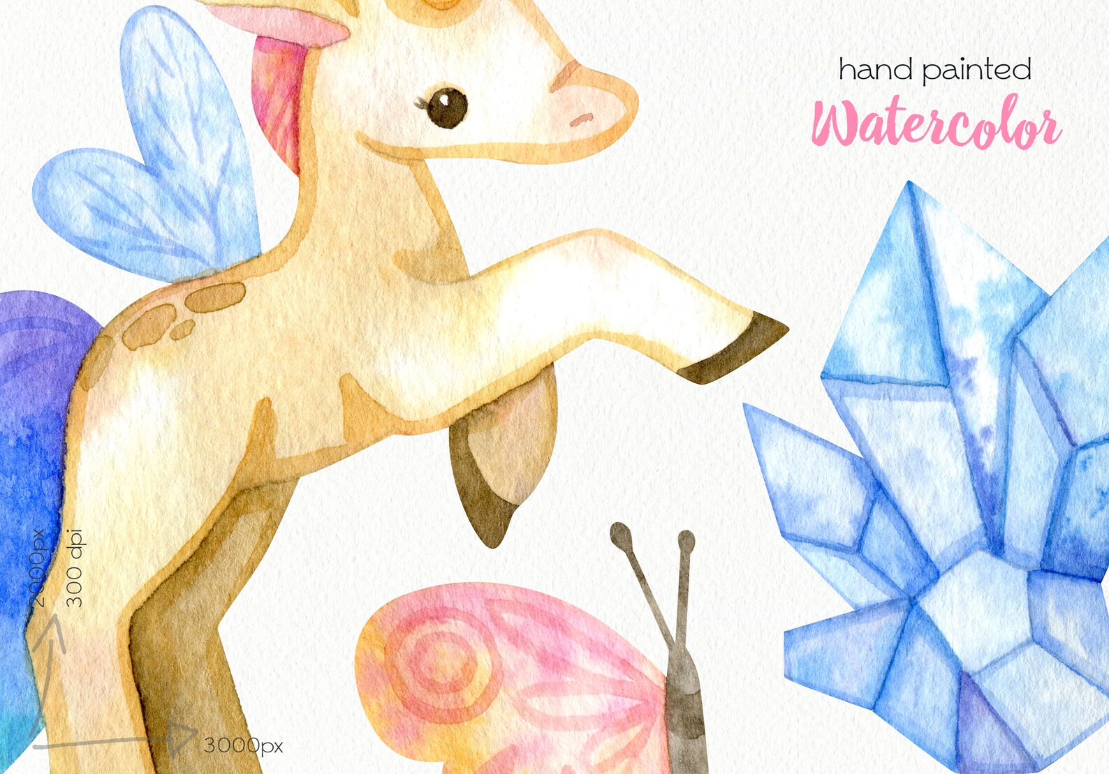Watercolor Unicorn Clipart / Magical Rainbow / PNG Files / | Etsy