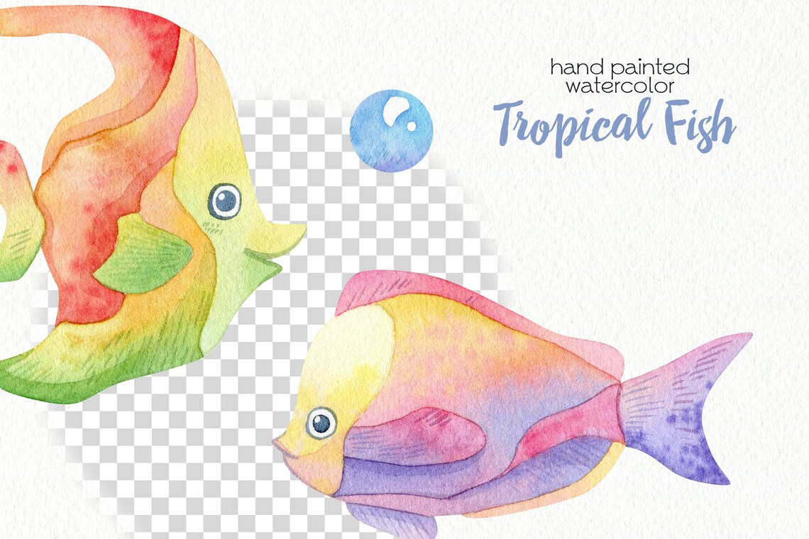 Watercolor Ocean Clipart / Tropical Fish Clipart / Printable - Etsy