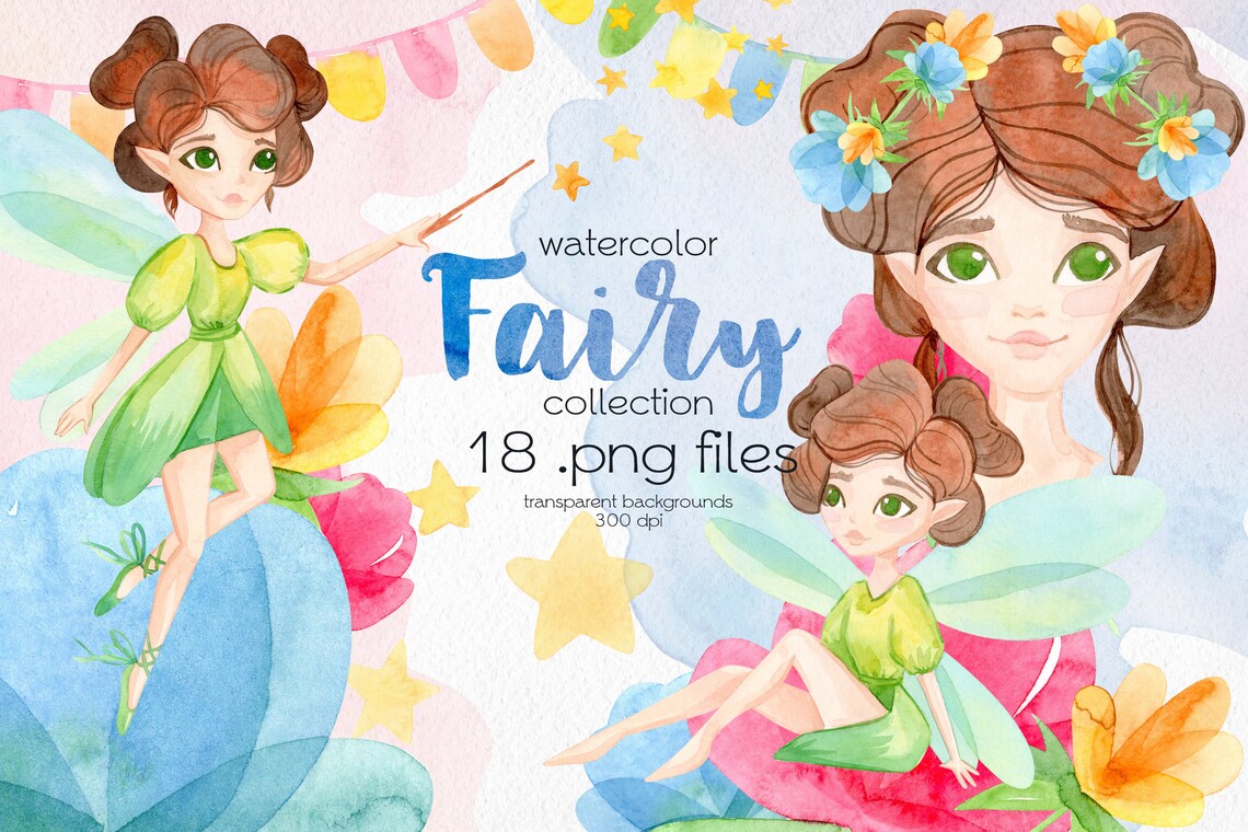 Fantasy Fairy Clipart / Watercolor Magic Clipart / Fairytale | Etsy