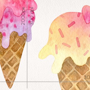Watercolor Ice Cream and Cupcakes Clipart / Summer Sweet Food / Digital ...
