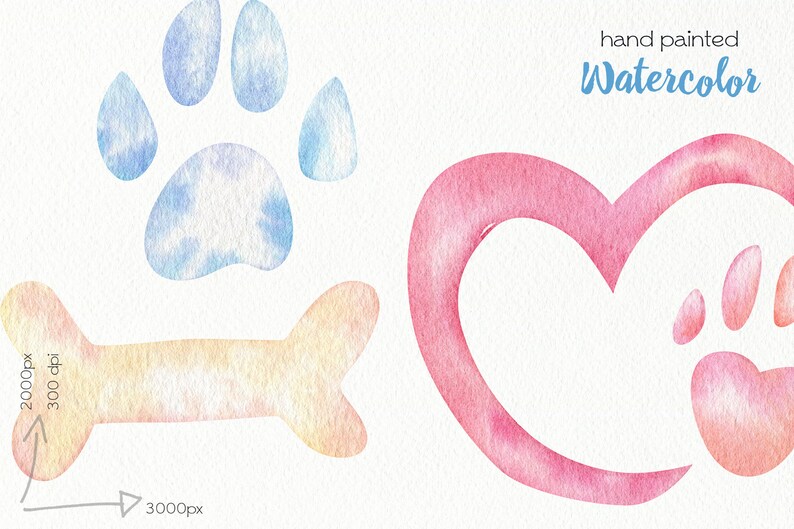 Watercolor Paw Clipart / Pet Paws / Digital PNG Files / | Etsy