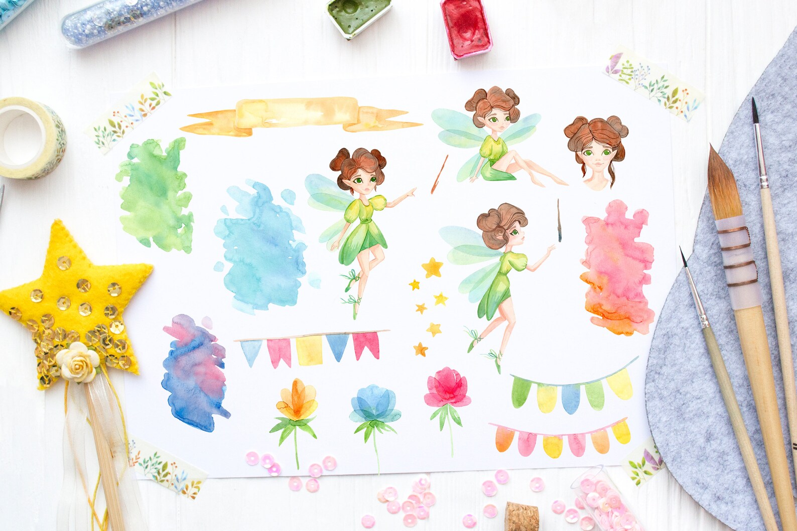 Fantasy Fairy Clipart / Watercolor Magic Clipart / Fairytale | Etsy