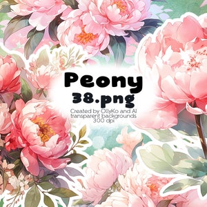 Imágenes Prediseñadas de peonía acuarela, archivos PNG, descarga instantánea - Etsy México