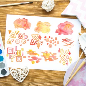 Abstract Watercolor Shapes Clipart / Splashes and Splotches / Textures ...