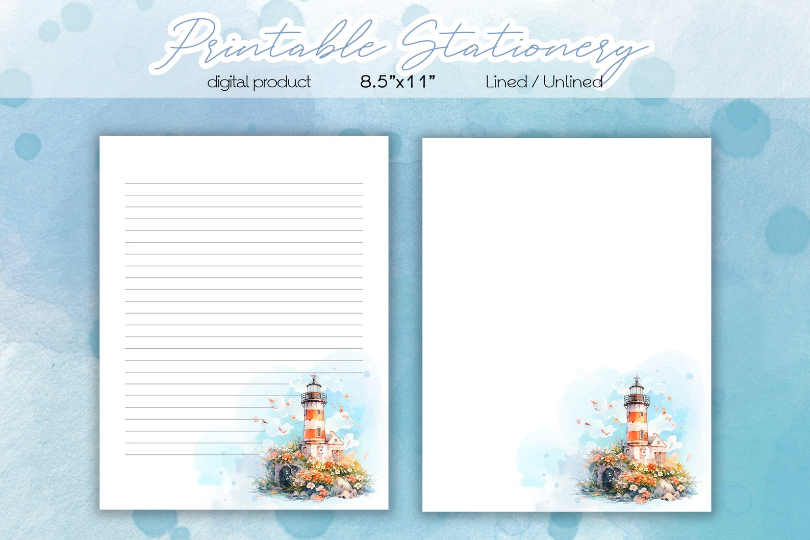 Nautical Printable Stationery / Digital Letter Writing Paper / Instant ...