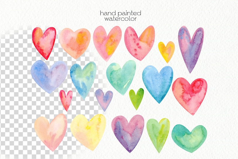Watercolor Hearts Clipart / Hand Painted Hearts / Valentines - Etsy