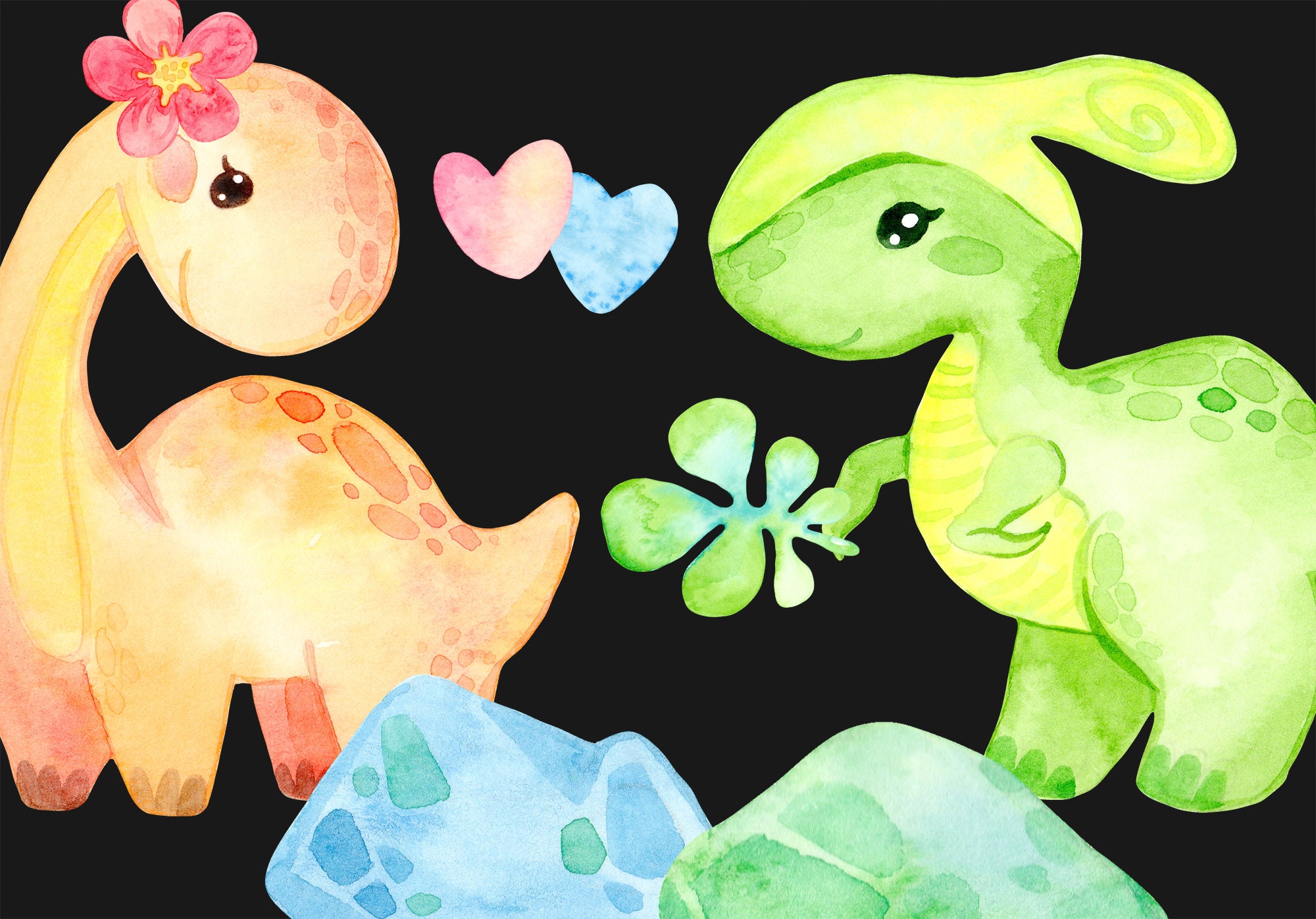 Dinosaurs Watercolor Clipart Set / Cute Dinosaurs / Jurassic - Etsy