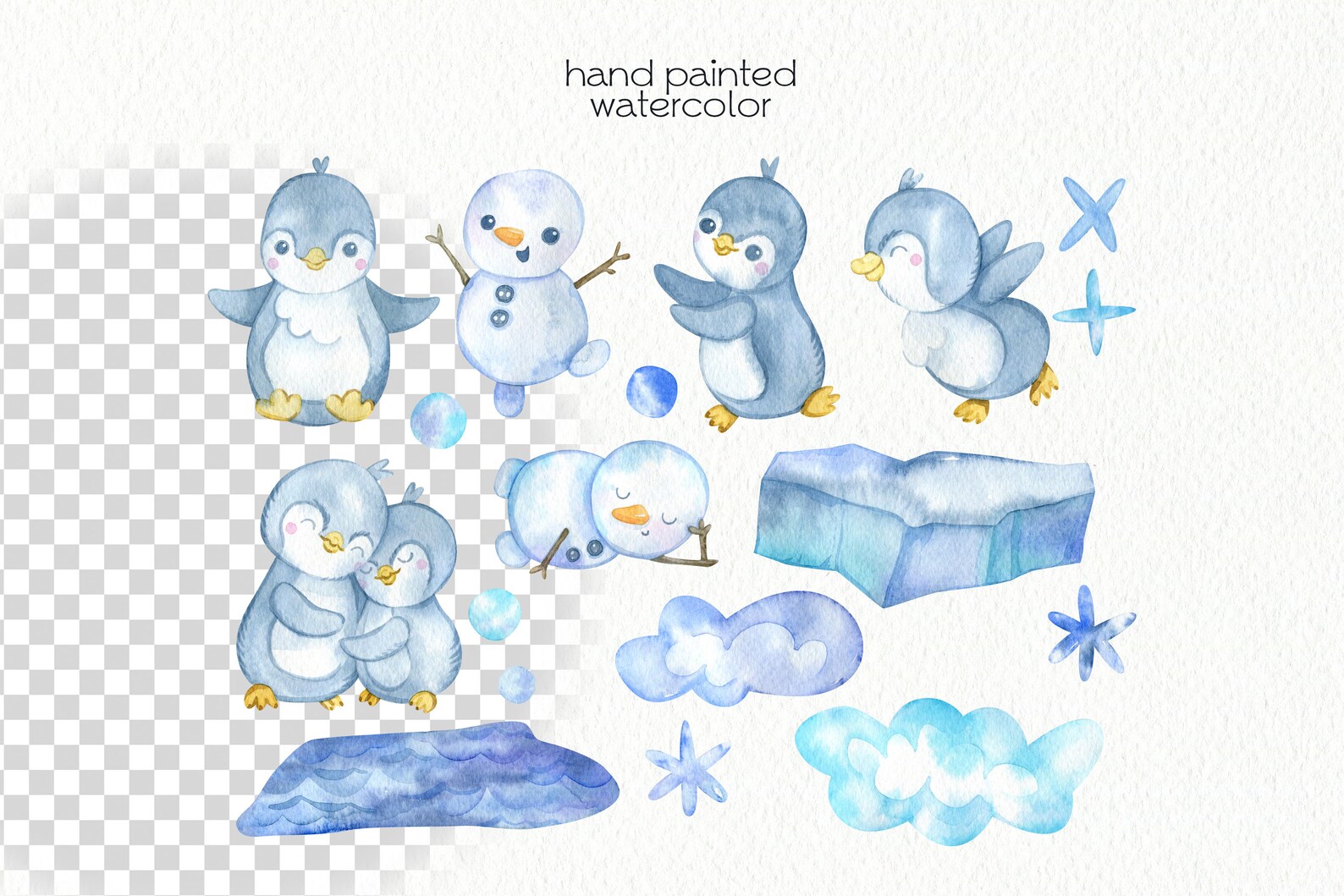 Watercolor Penguins Clipart / PNG Files / Instant Download | Etsy