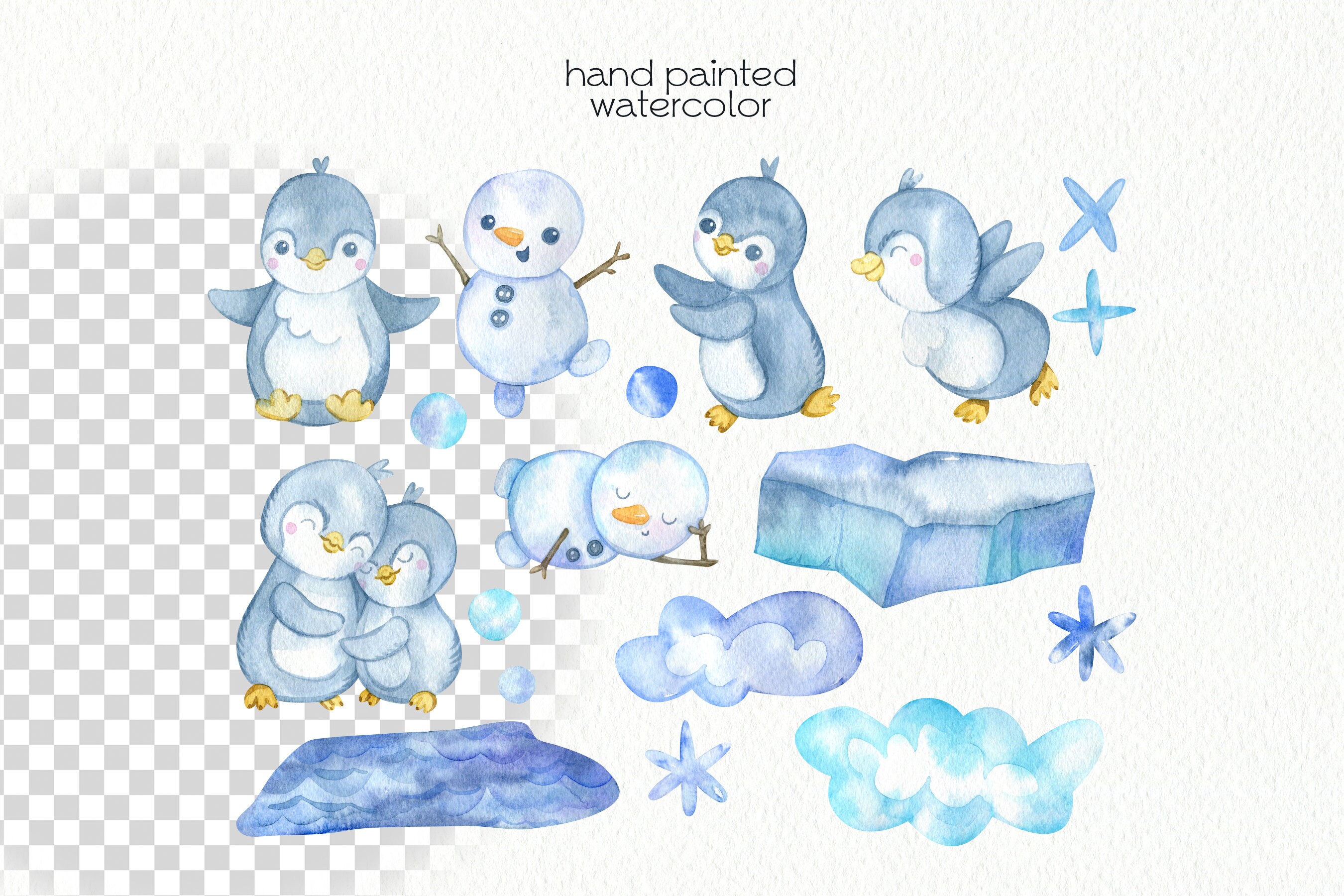 Watercolor Penguins Clipart / PNG Files / Instant Download - Etsy