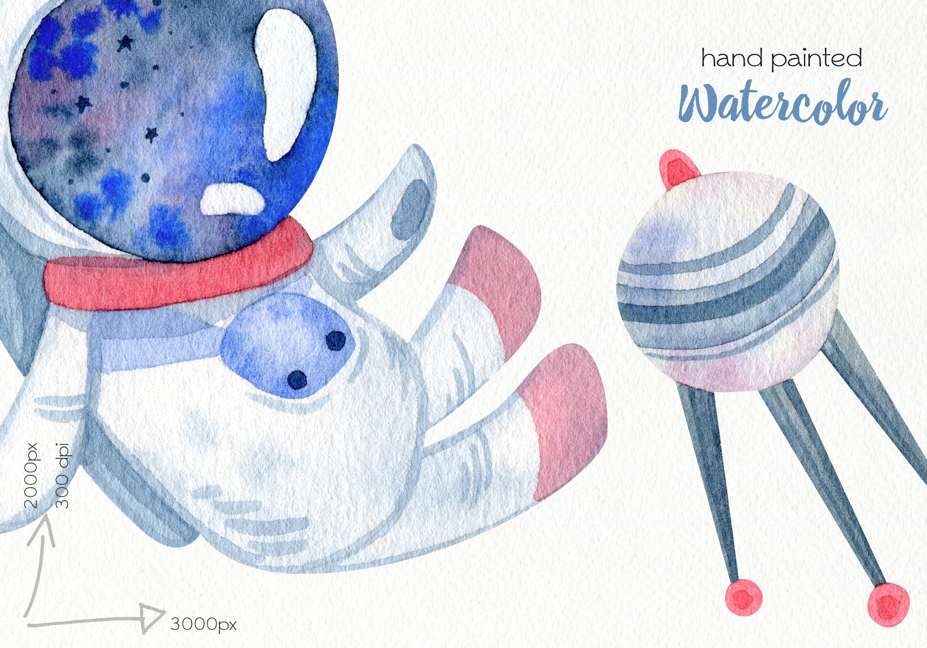 Watercolor Space Clipart / Galaxy Astronaut Alien Rocket - Etsy