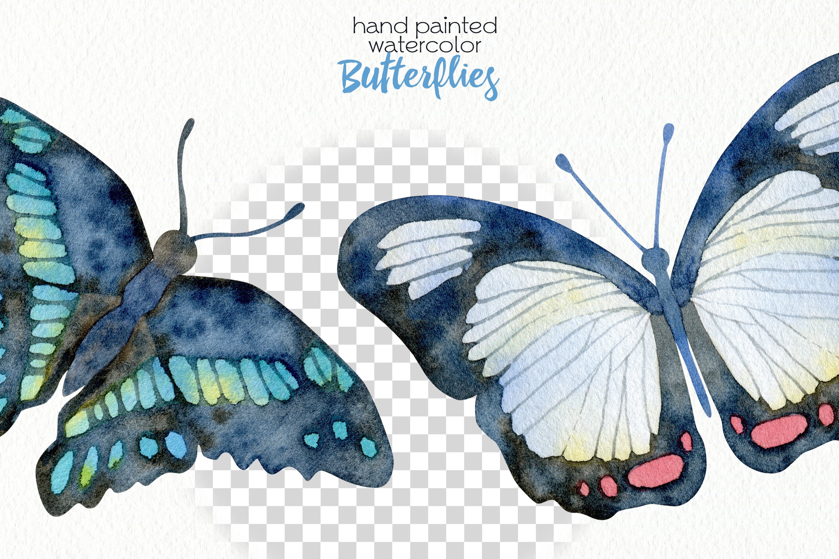 Butterflies Clip Art / Hand Painted Watercolor Butterfly / - Etsy