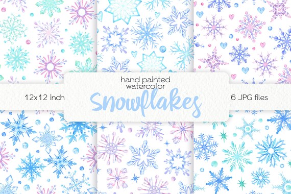 Watercolor Snowflakes Digital Paper / Winter Scrapbook Paper / - Etsy
