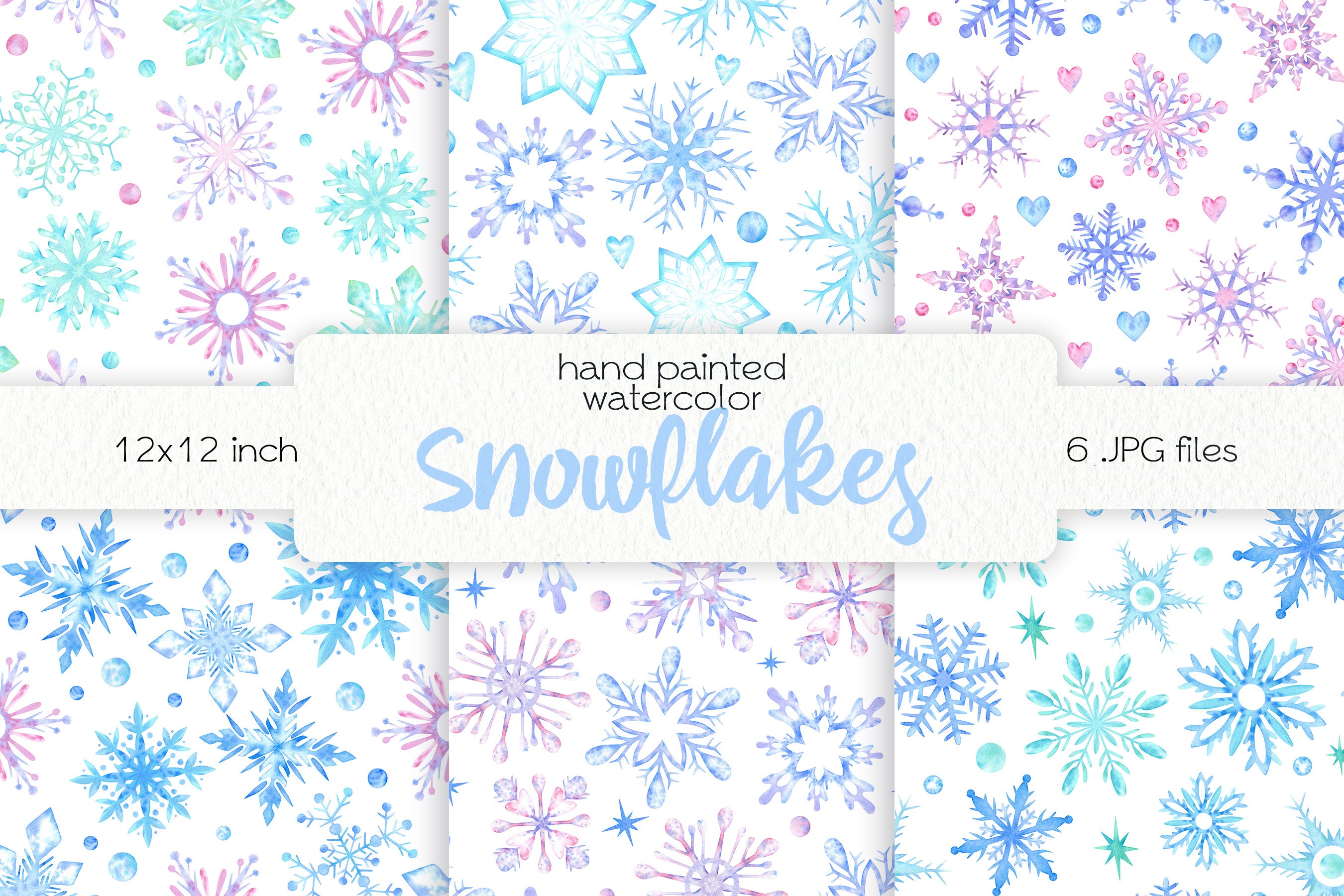 Watercolor Snowflakes Digital Paper / Winter Scrapbook Paper / - Etsy