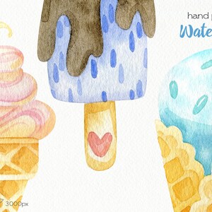 Watercolor Ice Cream Clipart / Summer Sweet Food / PNG Files / Instant ...