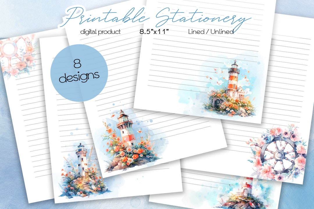Nautical Printable Stationery / Digital Letter Writing Paper / Instant ...