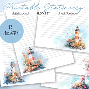 Nautical Printable Stationery / Digital Letter Writing Paper / Instant ...