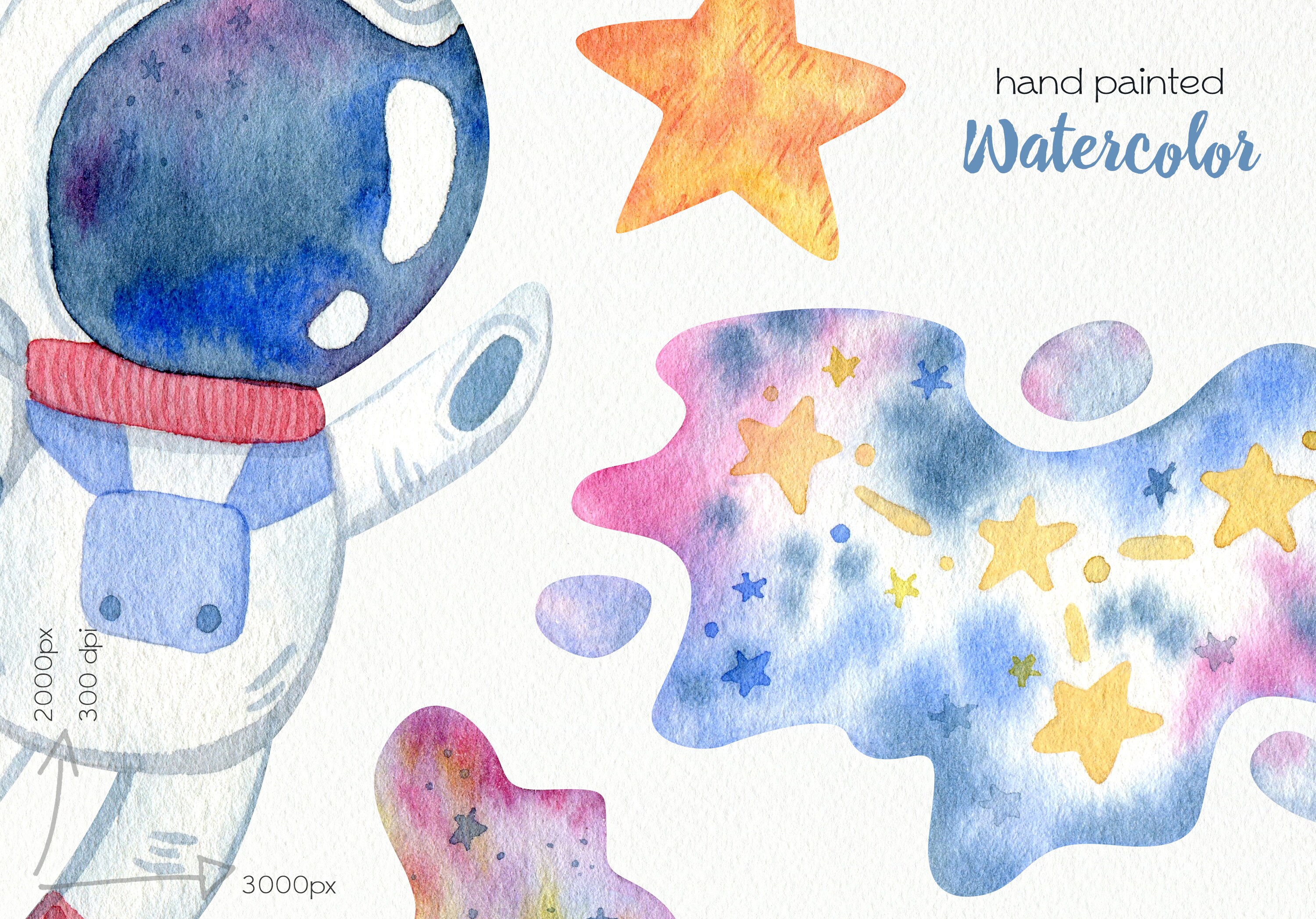 Watercolor Space Clipart / Galaxy Astronaut Alien Rocket | Etsy