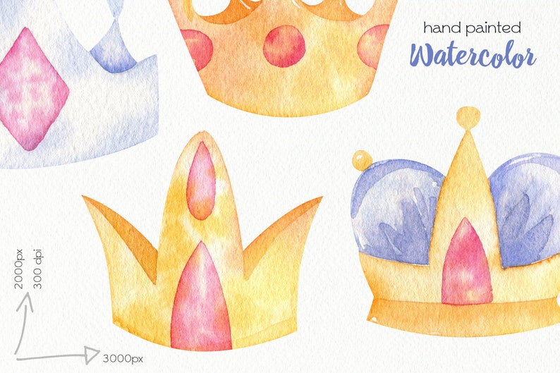 Watercolor Crown Clipart / PNG Files / Instant Download - Etsy
