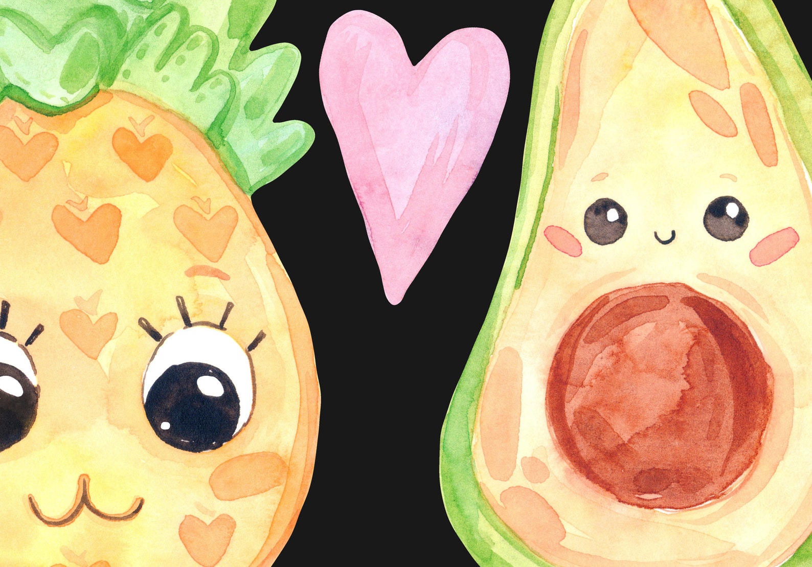 Cute Watercolor Fruit Clipart / Tropical Fruit Clipart / | Etsy