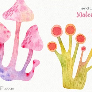 Watercolor Mushrooms Clipart / Fantasy Mushrooms / Forest Clipart / PNG ...