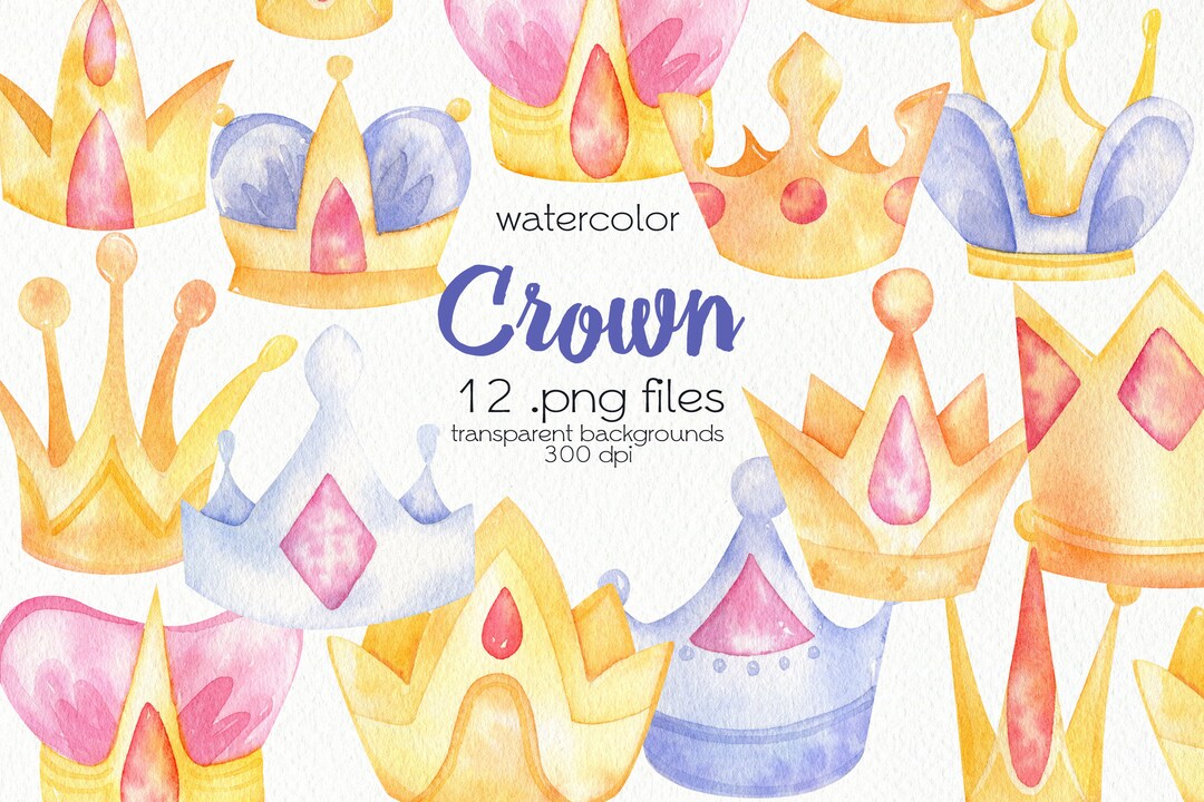 Watercolor Crown Clipart / PNG Files / Instant Download - Etsy