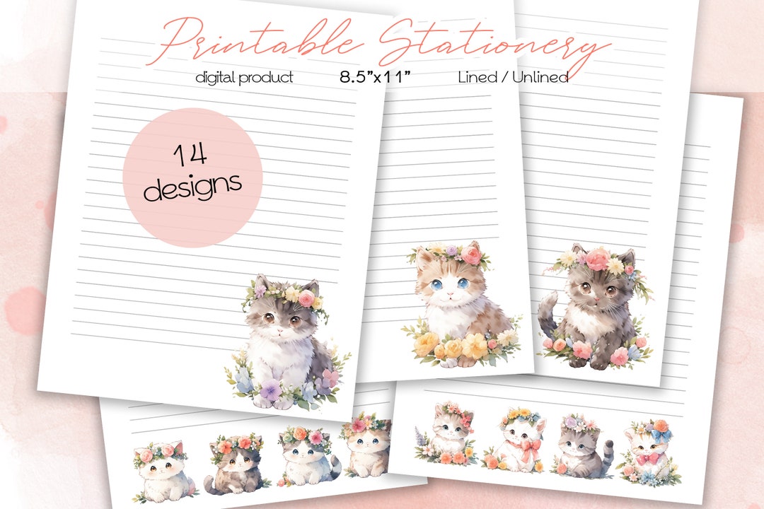 Printable Stationery With Kittens / Digital Letter Writing Paper ...
