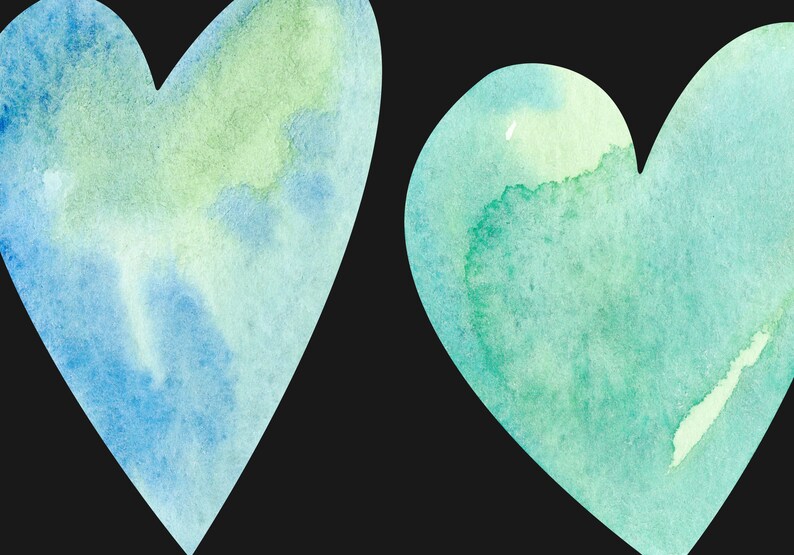 Watercolor Hearts Clipart / Hand Painted Hearts / Valentines | Etsy