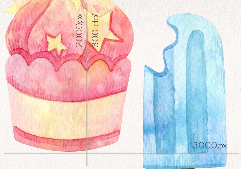 Watercolor Ice Cream and Cupcakes Clipart / Summer Sweet Food | Etsy